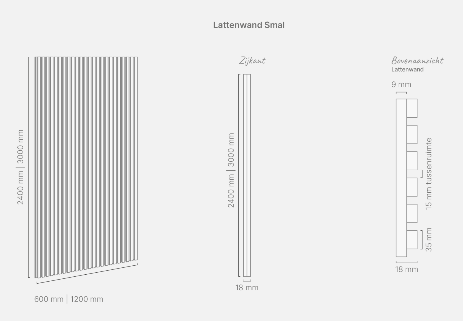 Lattenwand Smal Licht eiken - Tacito